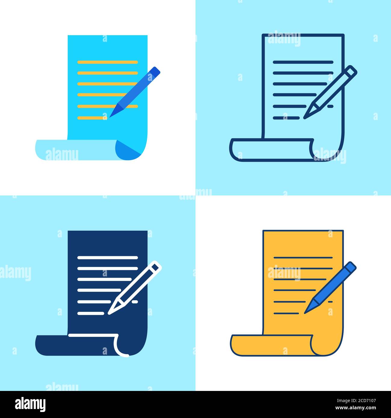 Copywriting icon set in flat and line style. Creative writing concept ...