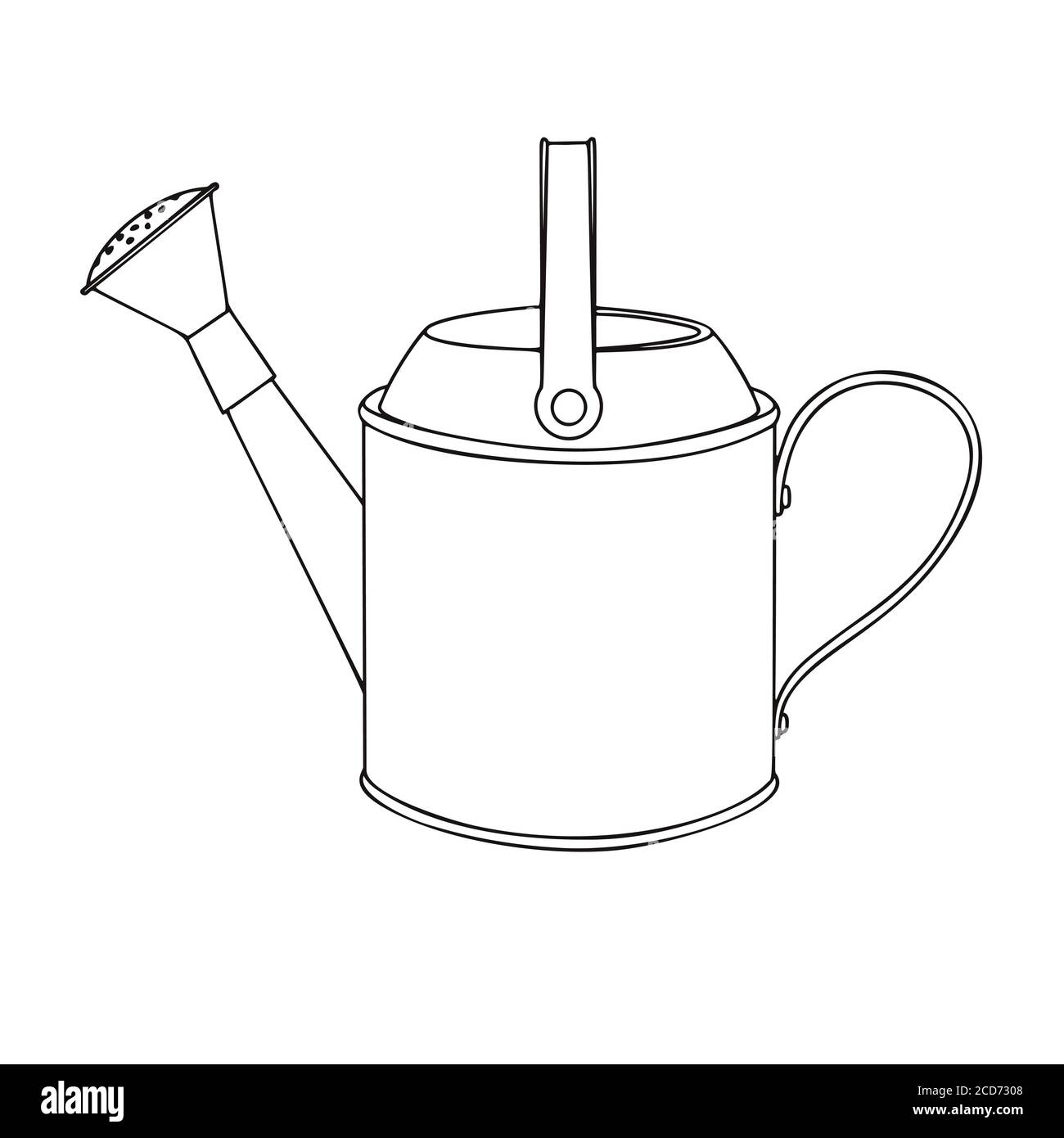 Sketch watering can for the garden. Watering can isolated on a white ...