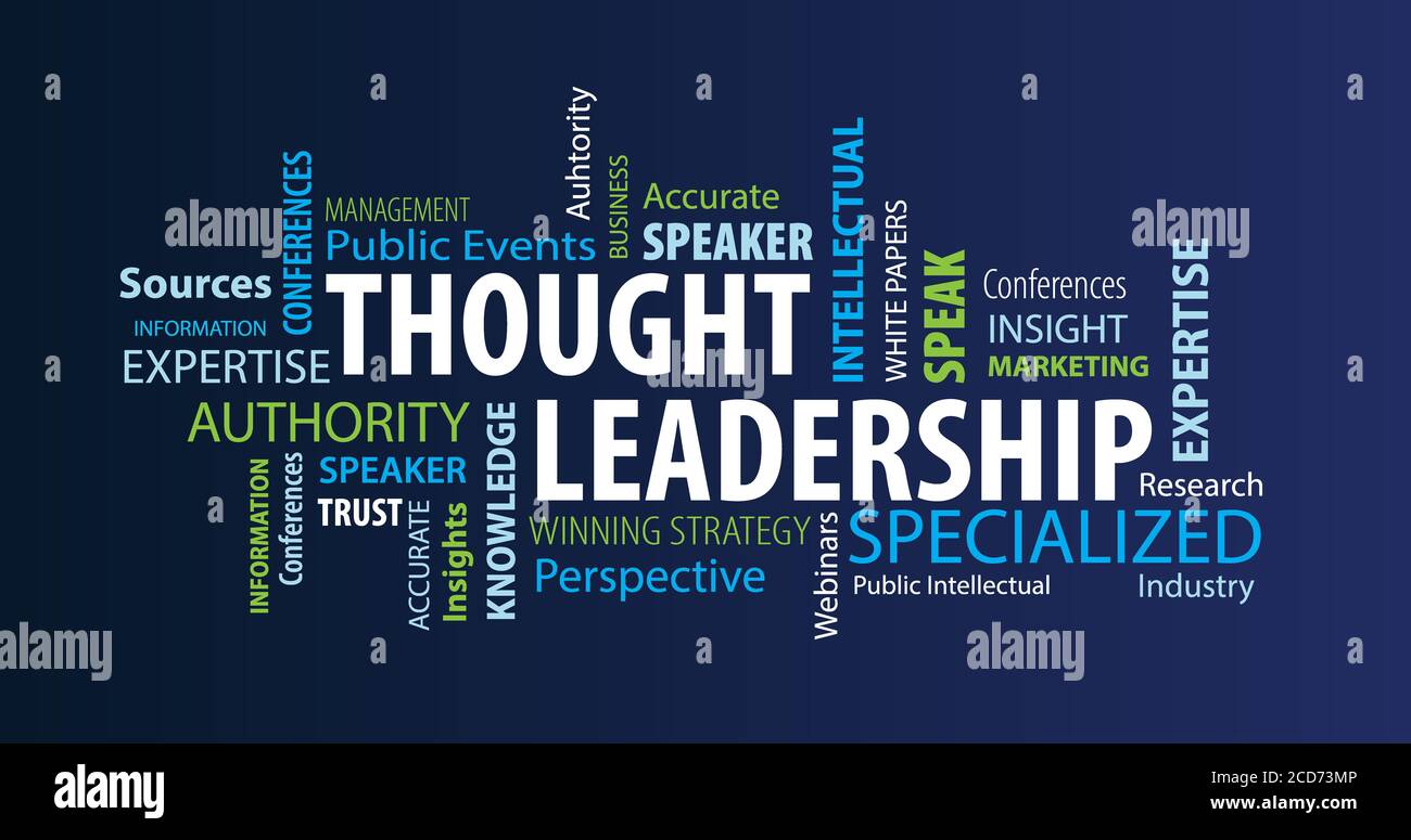 Illustration of words related to leadership isolated on a blue ...