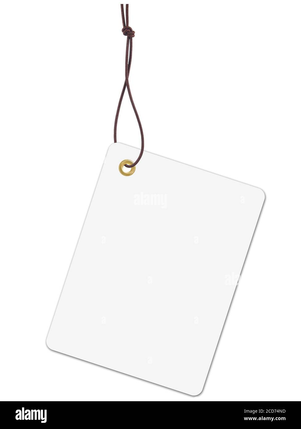 Blank white tag label with string isolated on white Stock Photo - Alamy