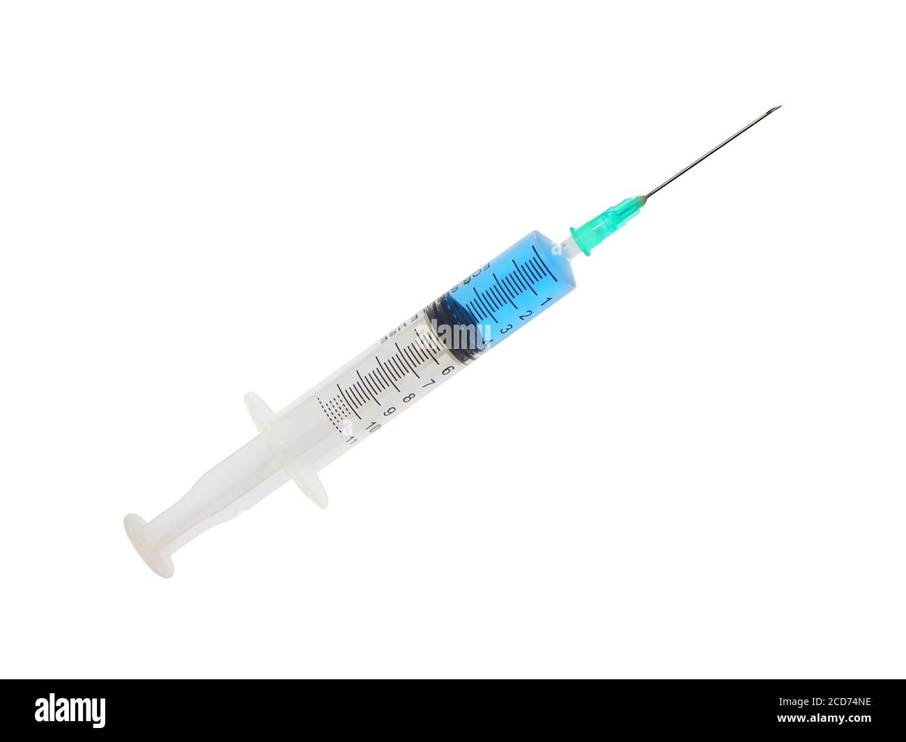 Syringe with blue serum isolated on white Stock Photo - Alamy