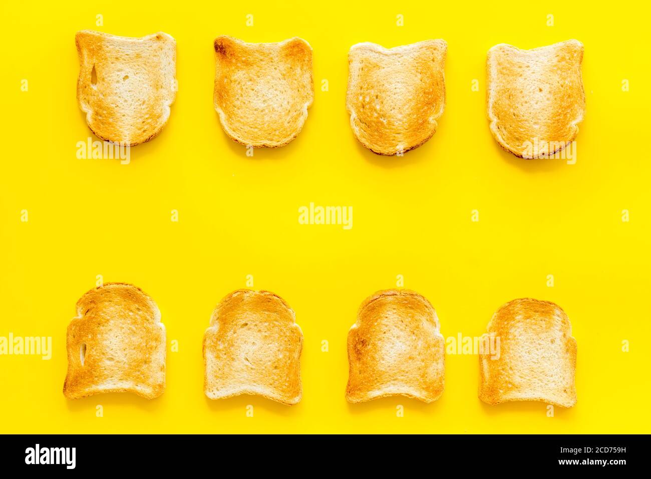 Food background layout with toast bread, top view Stock Photo - Alamy