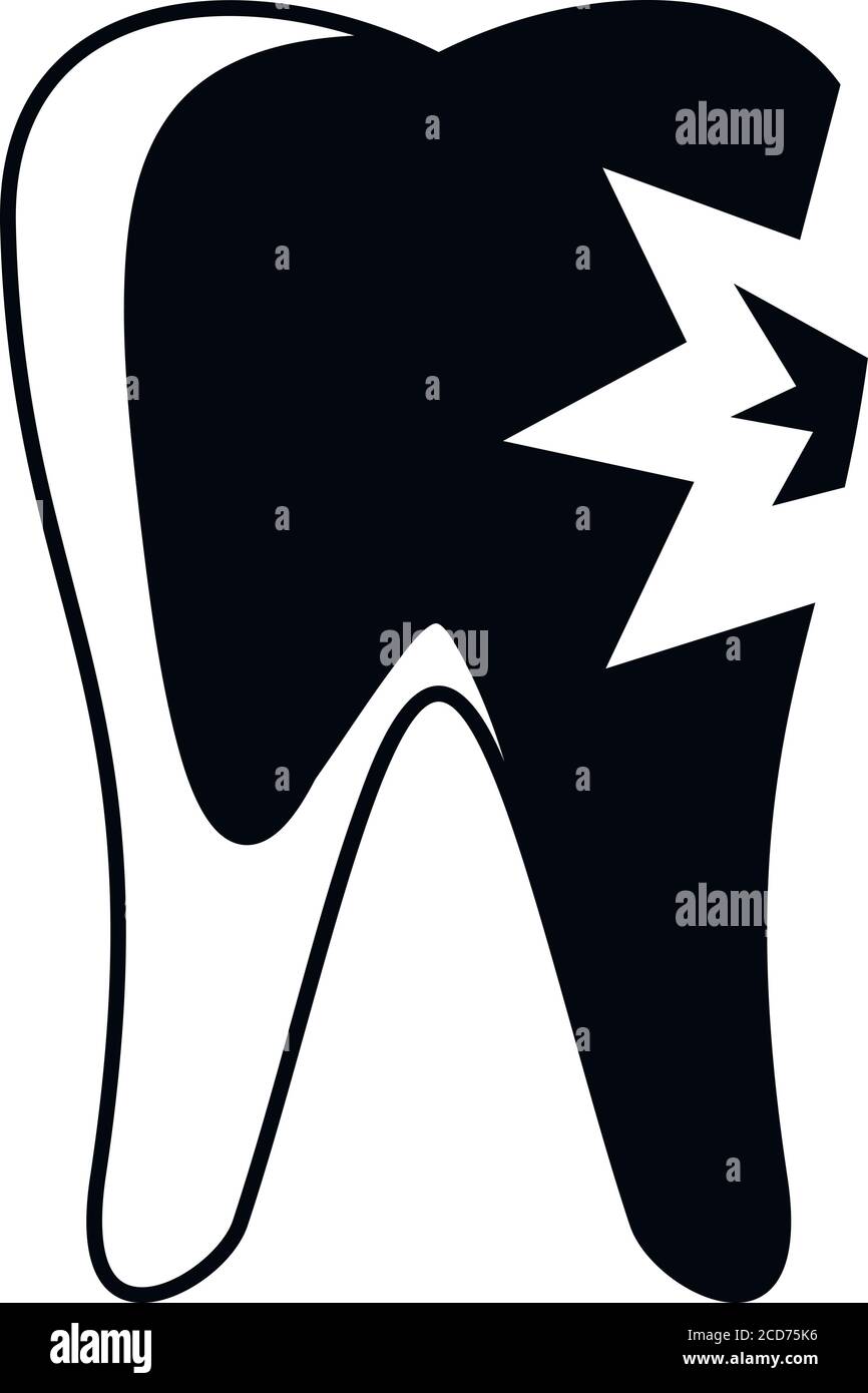 Cracked tooth icon. Simple illustration of cracked tooth vector icon ...