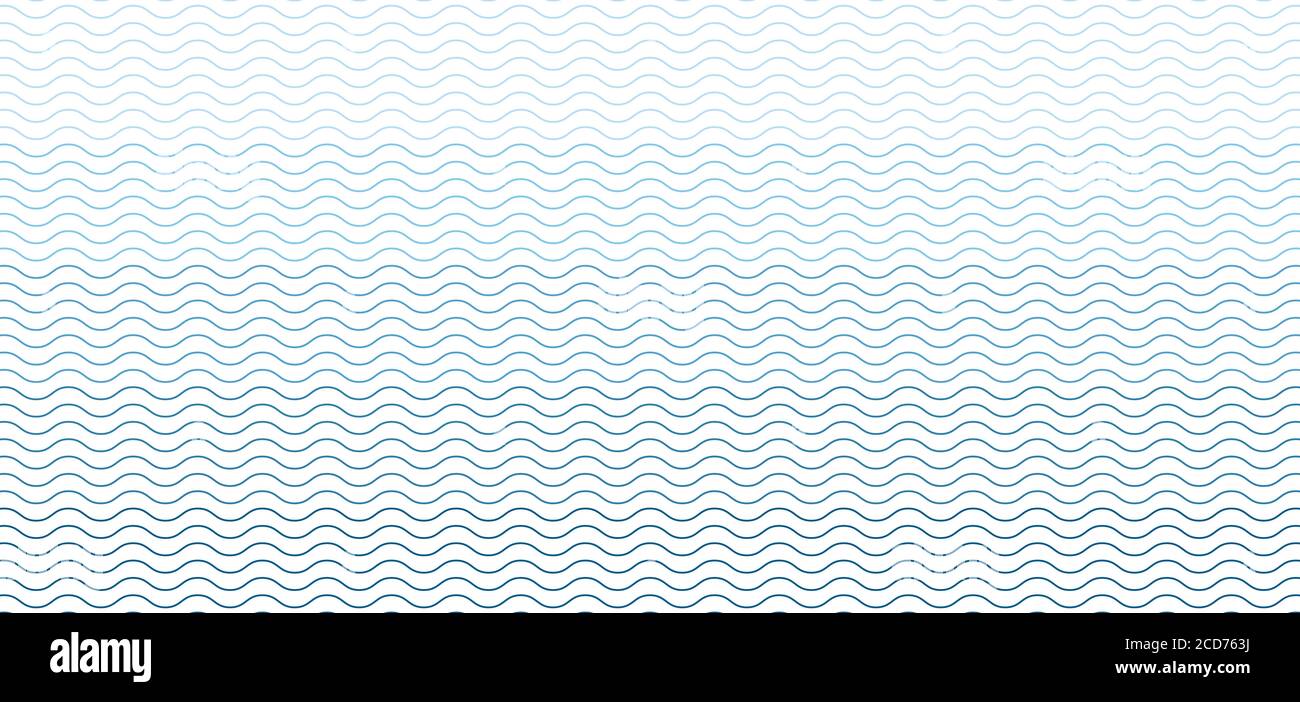 Blue seamless wave line pattern on white background. Water ripple ...