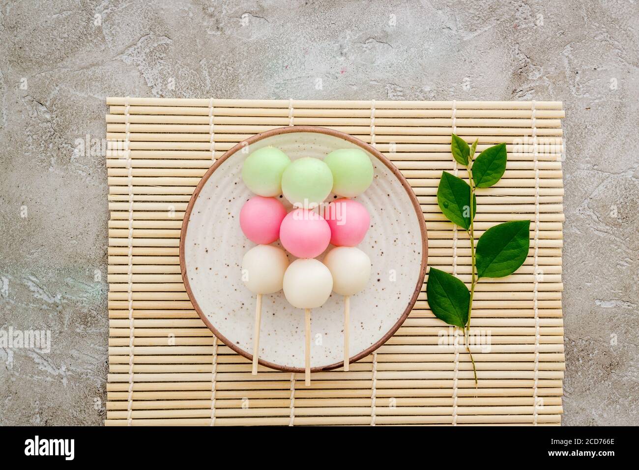 Japanese traditional dessert - three colored dumplings cakes Stock ...