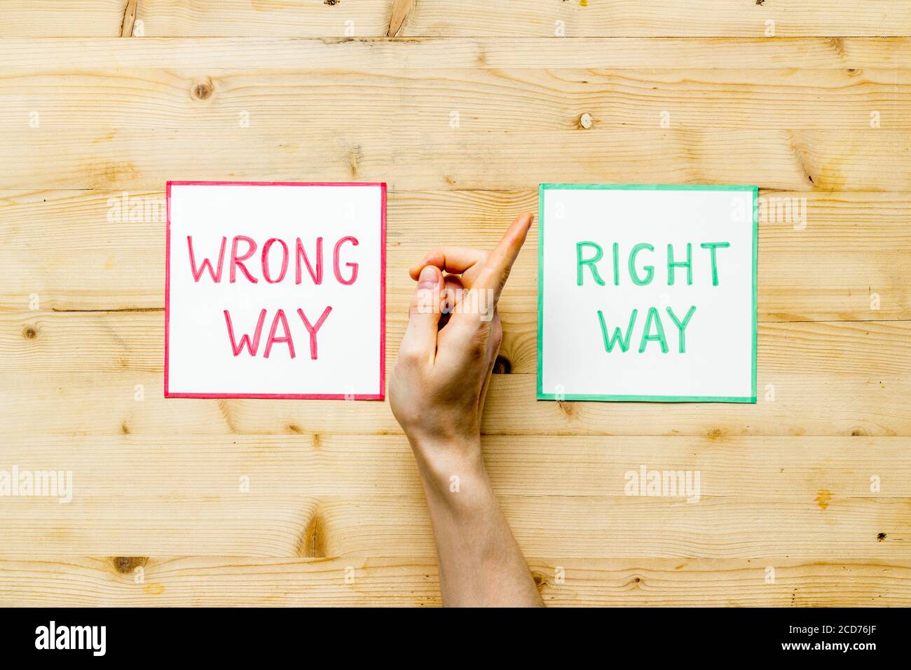 Making desicion concept. Right and wrong way icons, female hands top ...