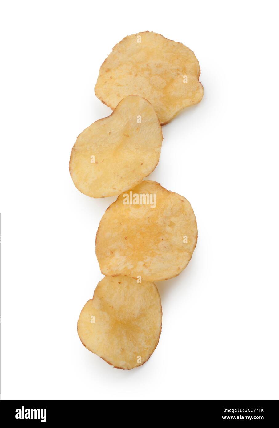 Studio shot of potato crisps cut out against a white background - John ...
