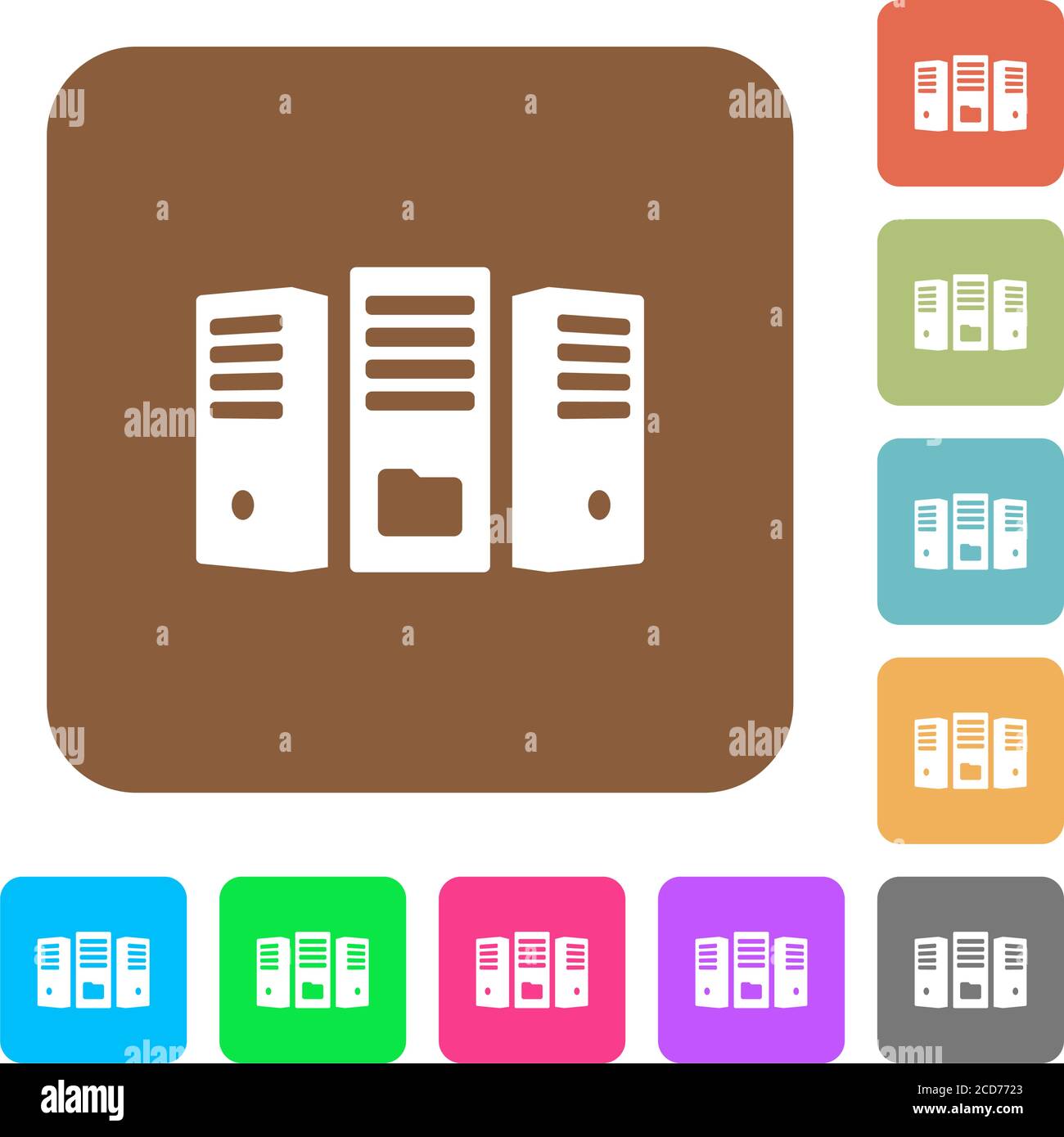 File server flat icons on rounded square vivid color backgrounds Stock Vector Image & Art - Alamy
