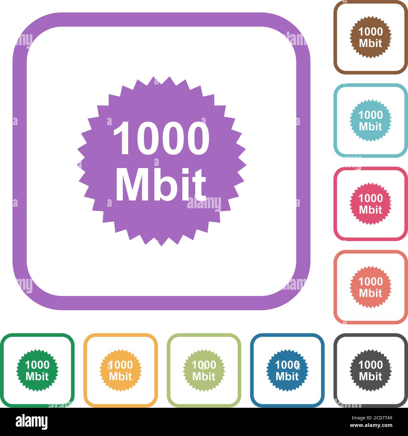 1000 mbit guarantee sticker simple icons in color rounded square frames ...