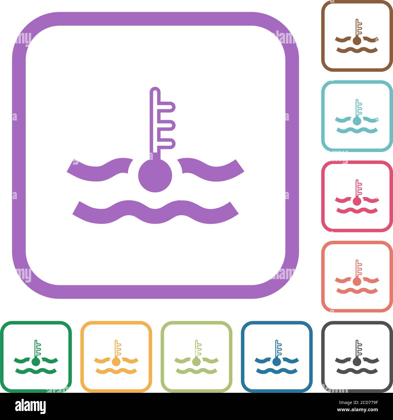 Cold temperature engine coolant simple icons in color rounded square ...