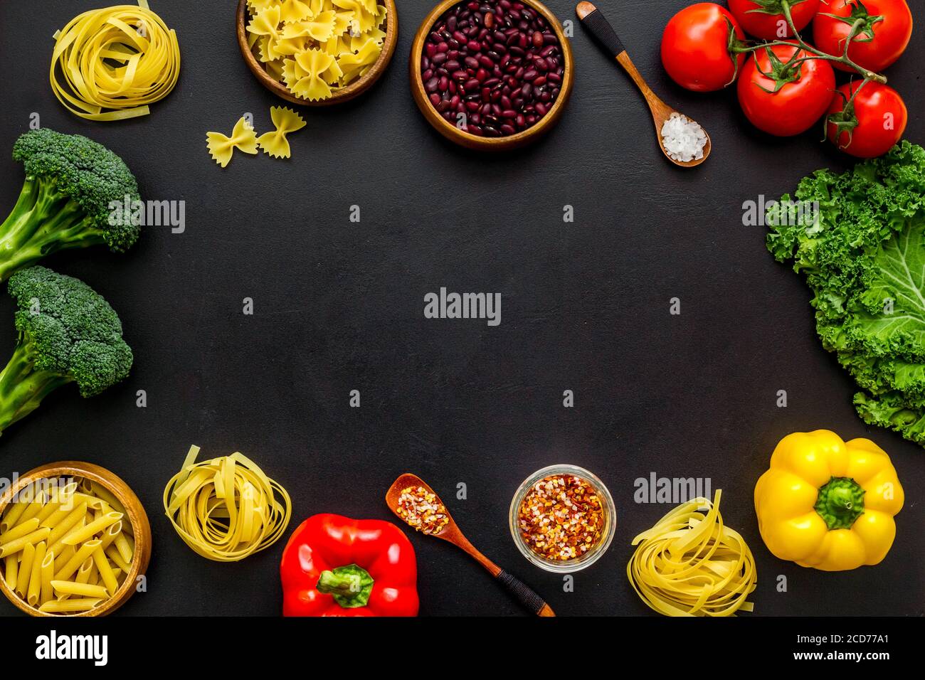 Cooking frame background with vegetables - flat lay from above Stock ...