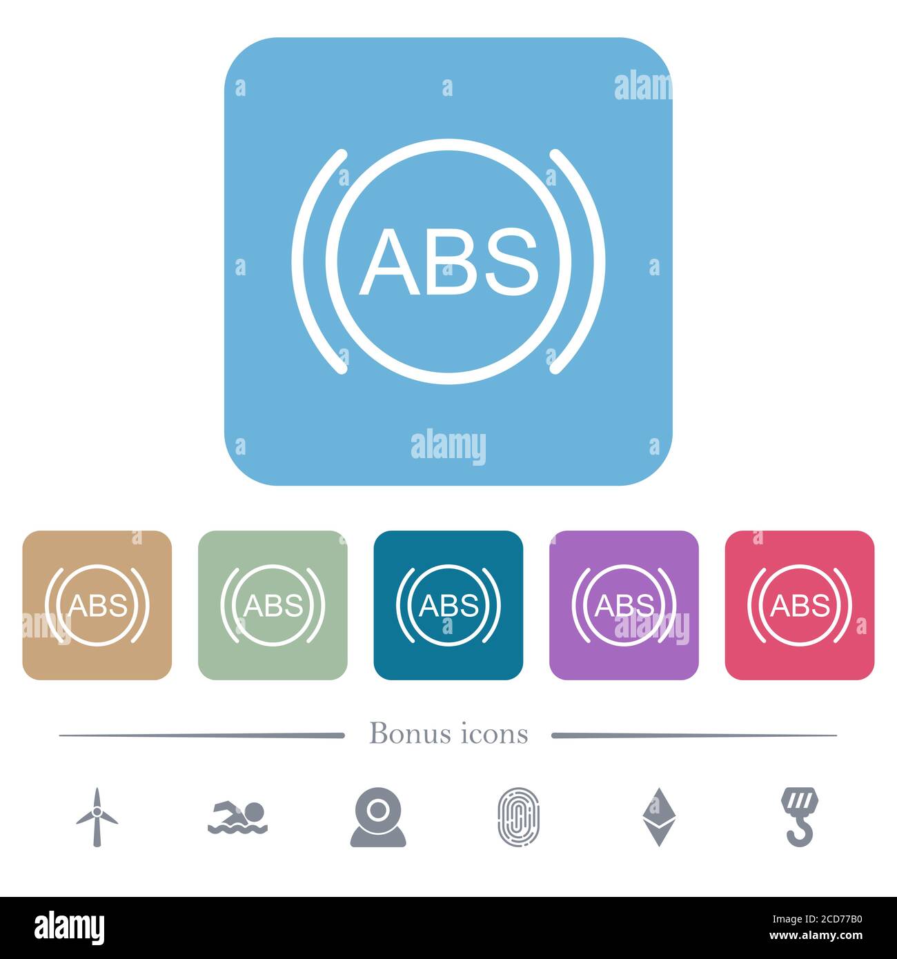 Car anti lock braking system indicator white flat icons on color ...