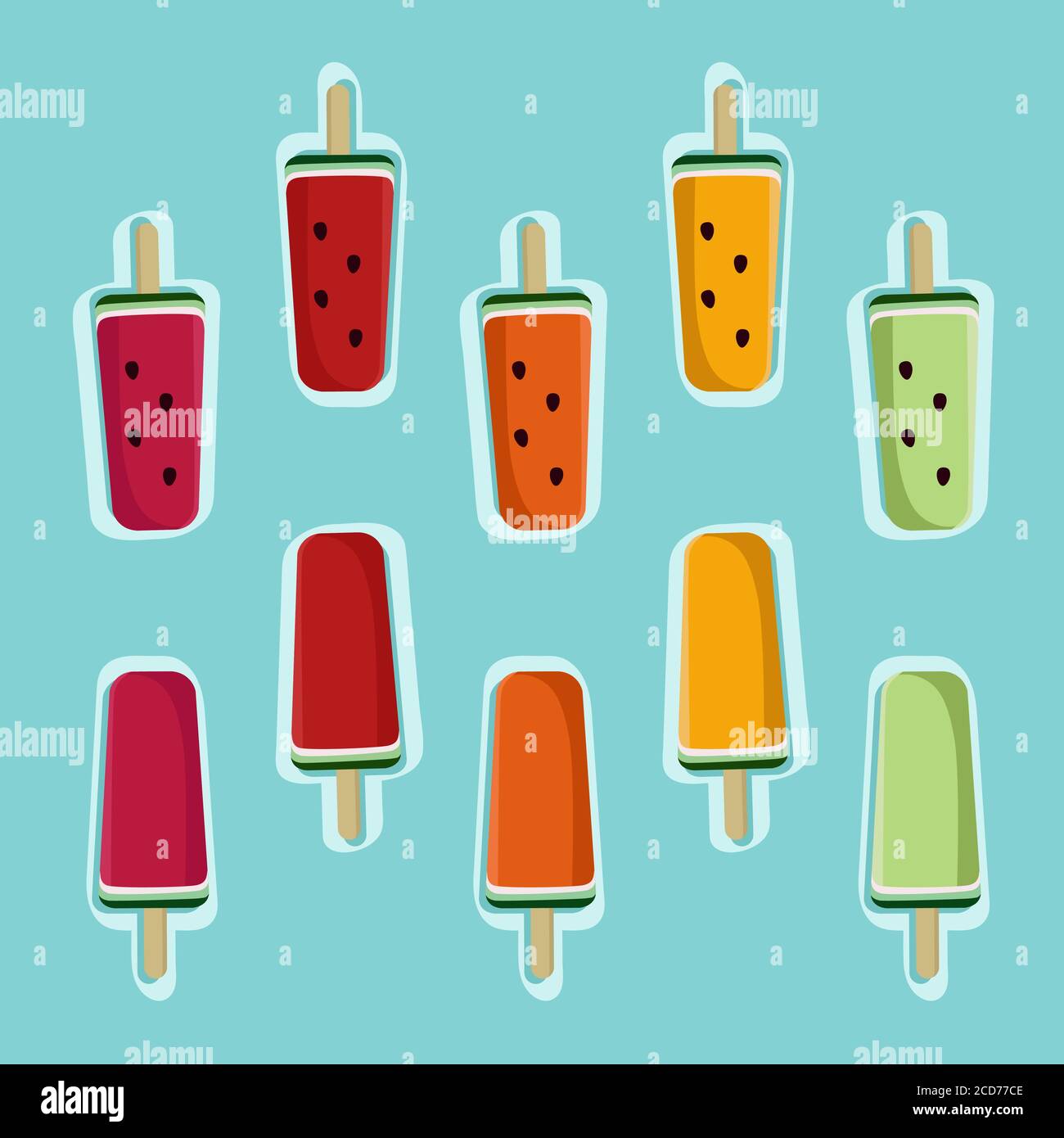 Set of watermelon ice pops - vector illustration Stock Vector Image ...