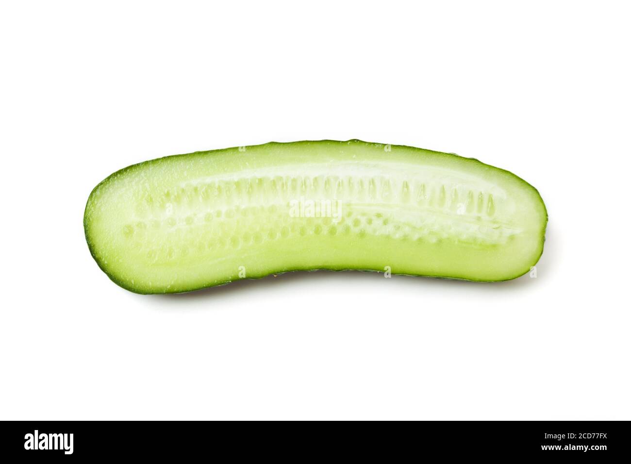 One halve of fresh green cucumber isolated on a white background Stock ...