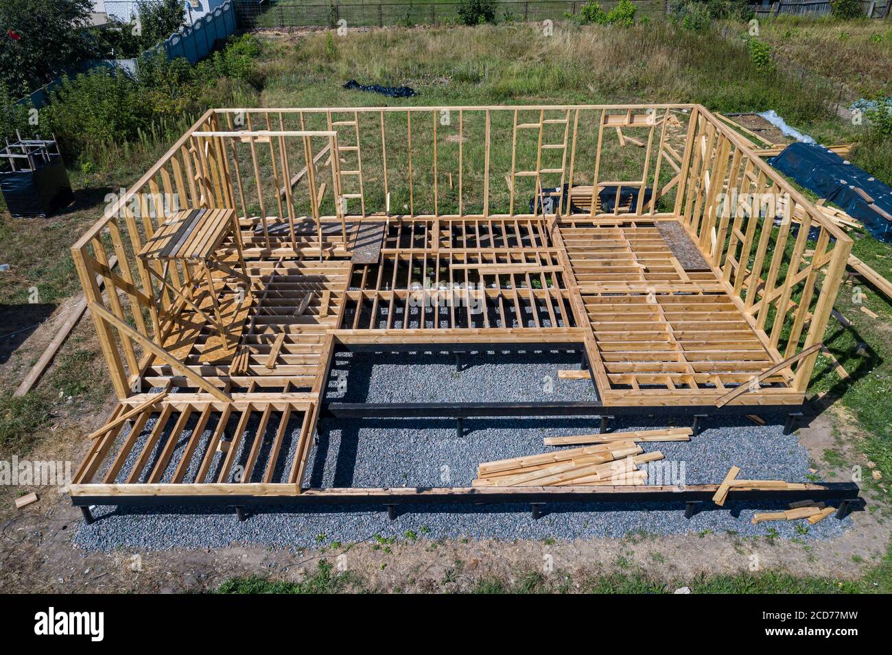 construction of a frame house top view Stock Photo - Alamy