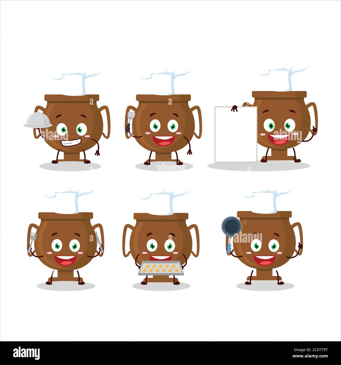 Cartoon character of bronze trophy with various chef emoticons Stock ...