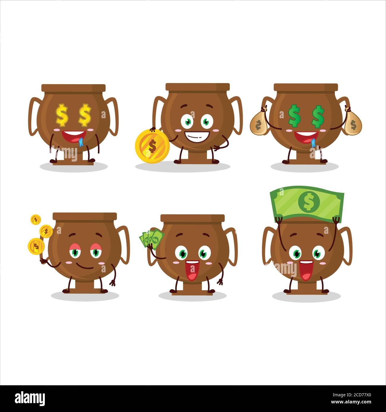 Bronze trophy cartoon character with cute emoticon bring money Stock ...