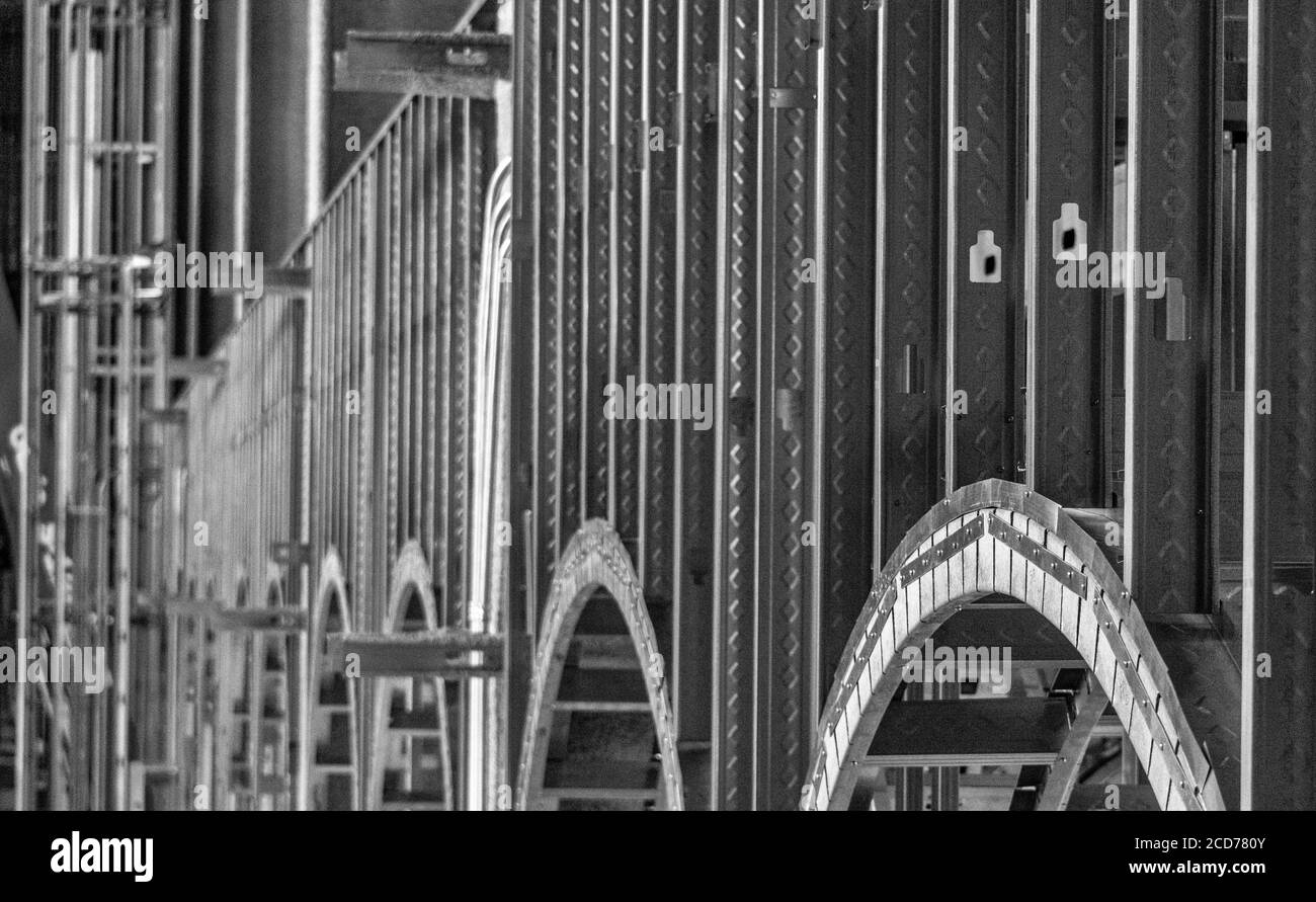 The Building of Holy Name of Jesus Cathedral: Metal Framing Stock Photo ...