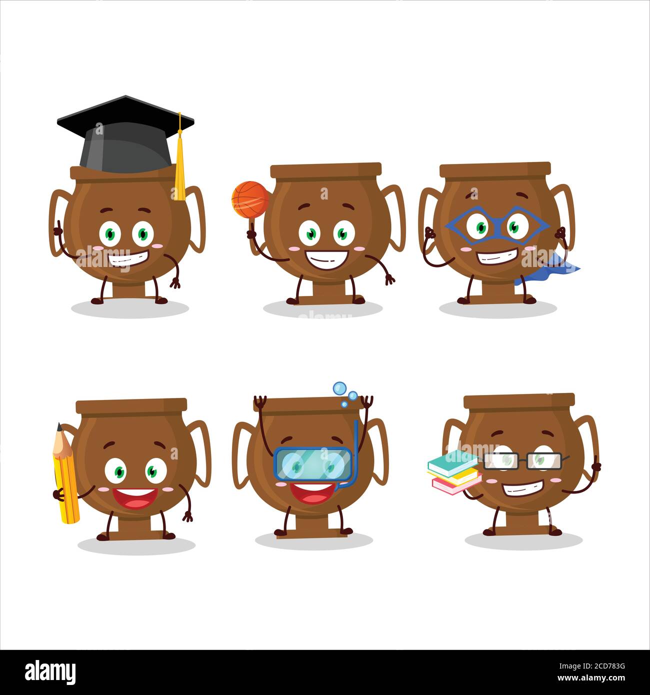 School student of bronze trophy cartoon character with various ...