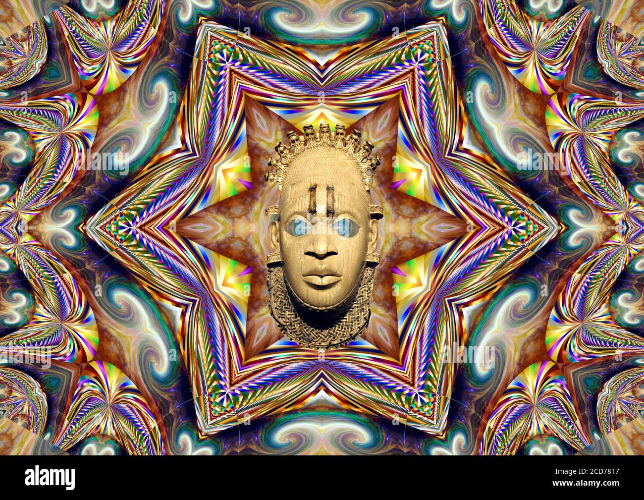 Mandalas inspired by an African Mask usually identified as Idia, mother ...