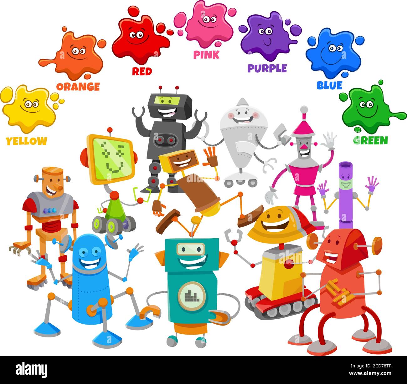 Educational Cartoon Illustration of Basic Colors for Children with ...