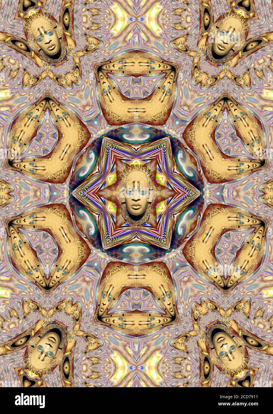 Mandalas inspired by an African Mask usually identified as Idia, mother ...