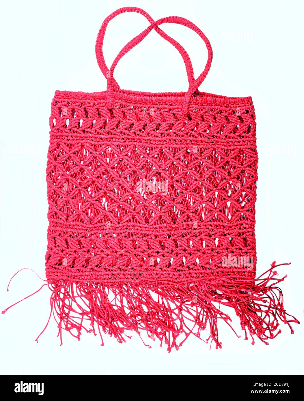 Knitted red bag isolated on white background Stock Photo - Alamy