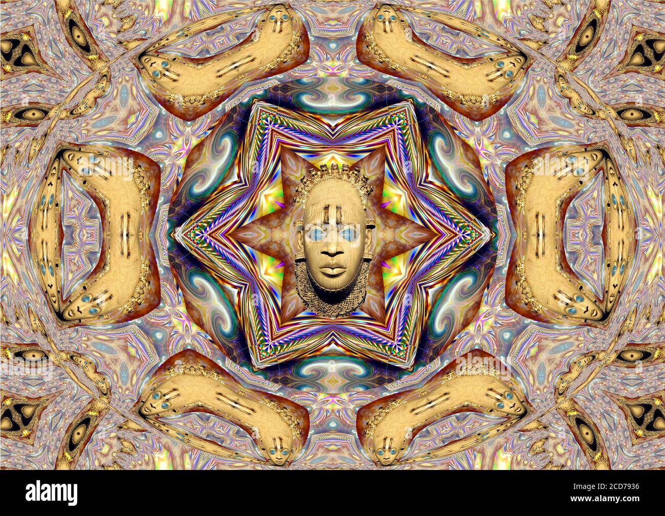 Mandalas inspired by an African Mask usually identified as Idia, mother ...