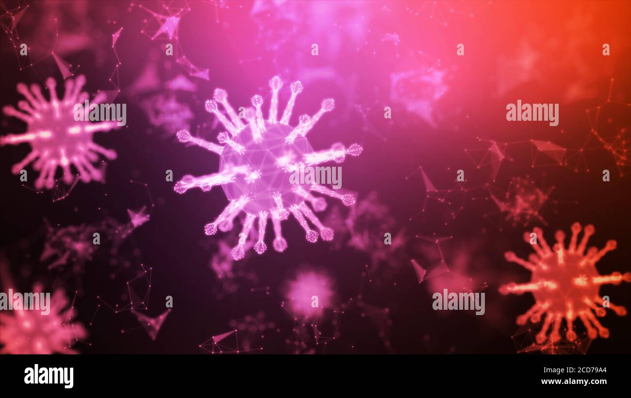 3D Rendering wireframe virus for Covid-19 Coronavirus outbreak concept ...