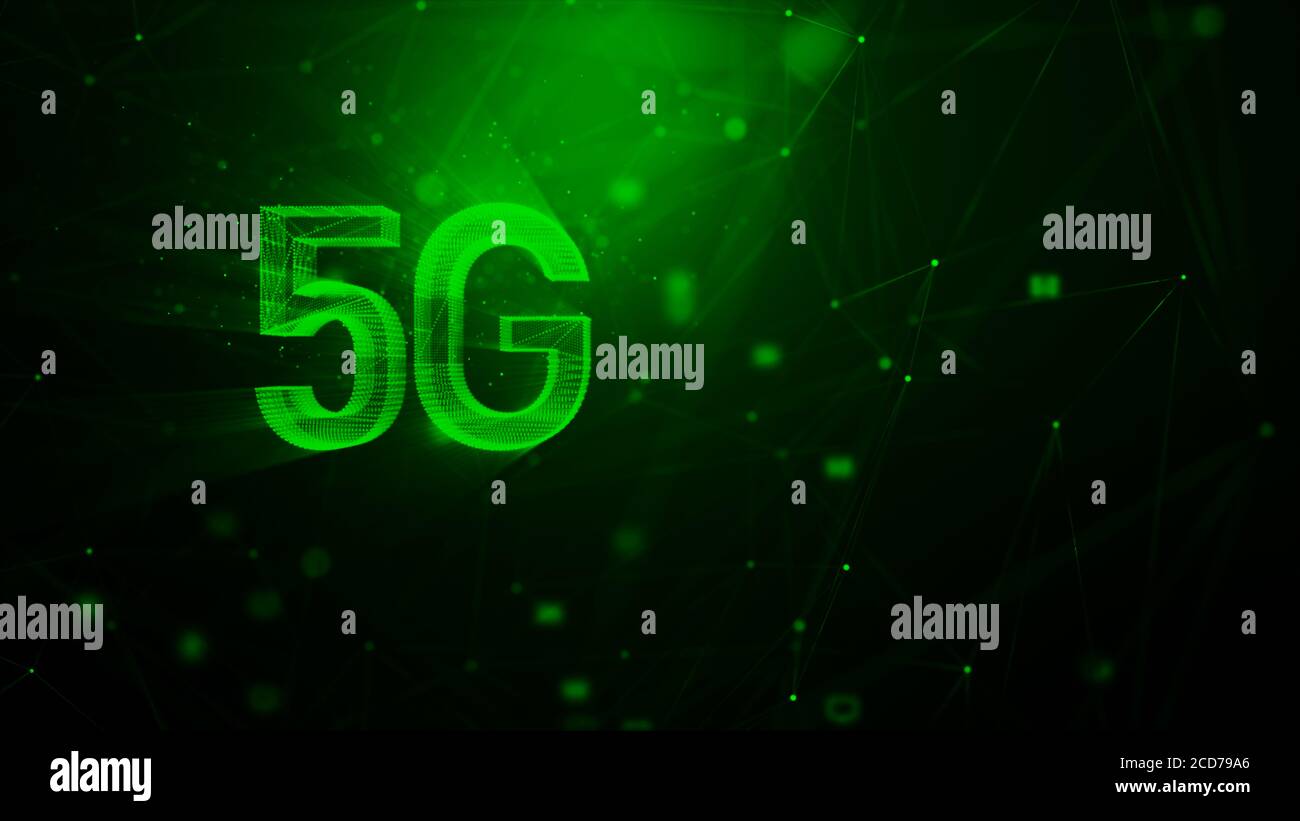 5G technology abstract background, with blur lighting particle and ...