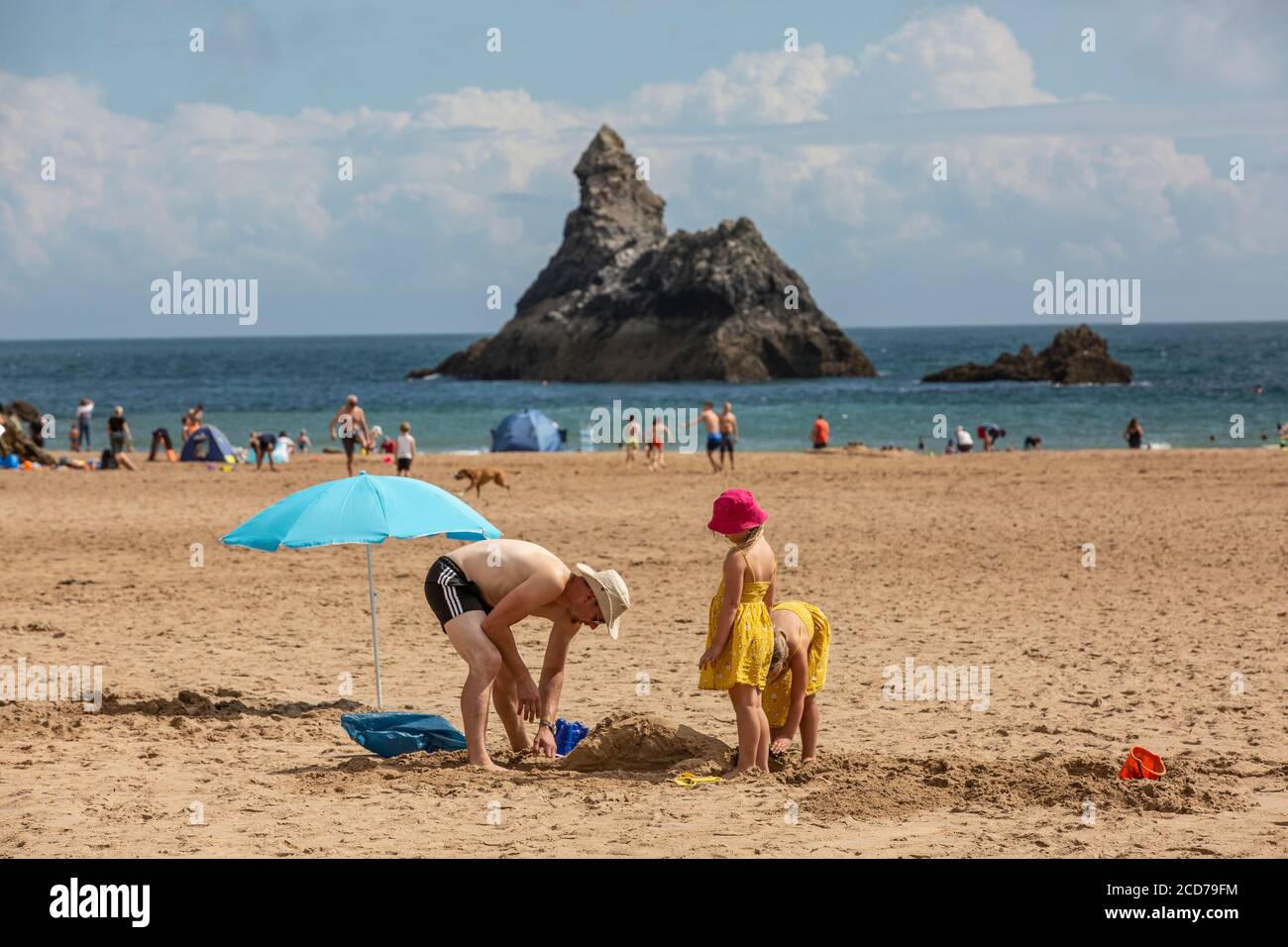 Church Rock in the distance at Broadhaven South Beach, Pembrokeshire ...