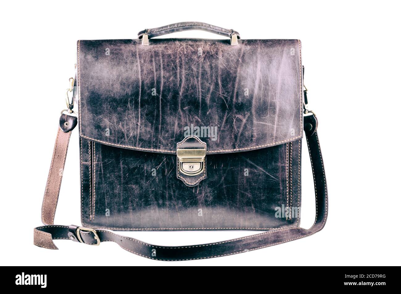 Old briefcase isolated on white background Stock Photo - Alamy