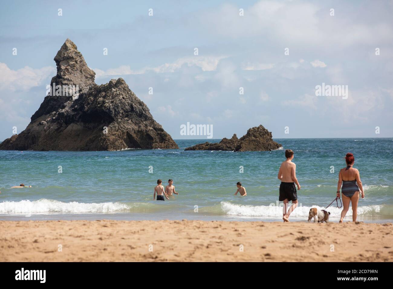 Church Rock in the distance at Broadhaven South Beach, Pembrokeshire ...