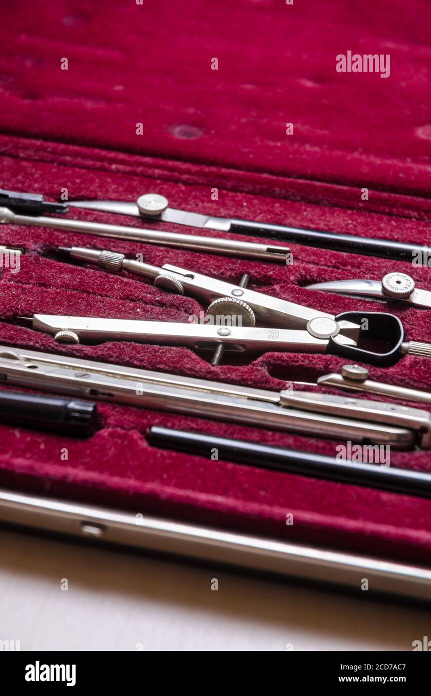 Mechanical drawing compass with accessories made by Richter Original in ...