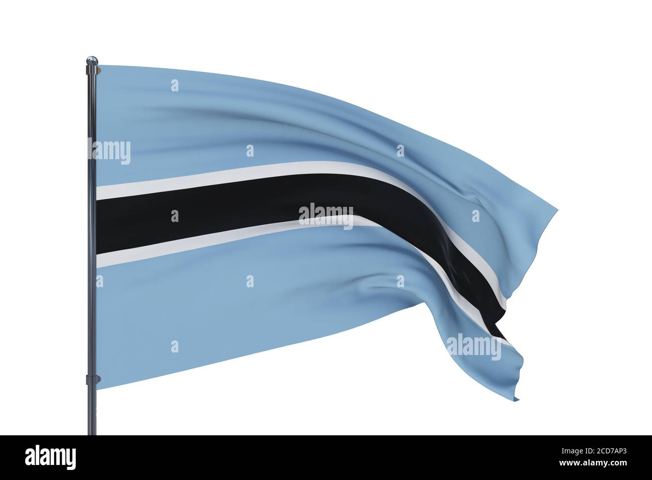 3D illustration. Waving flags of the world - flag of Botswana. Isolated ...
