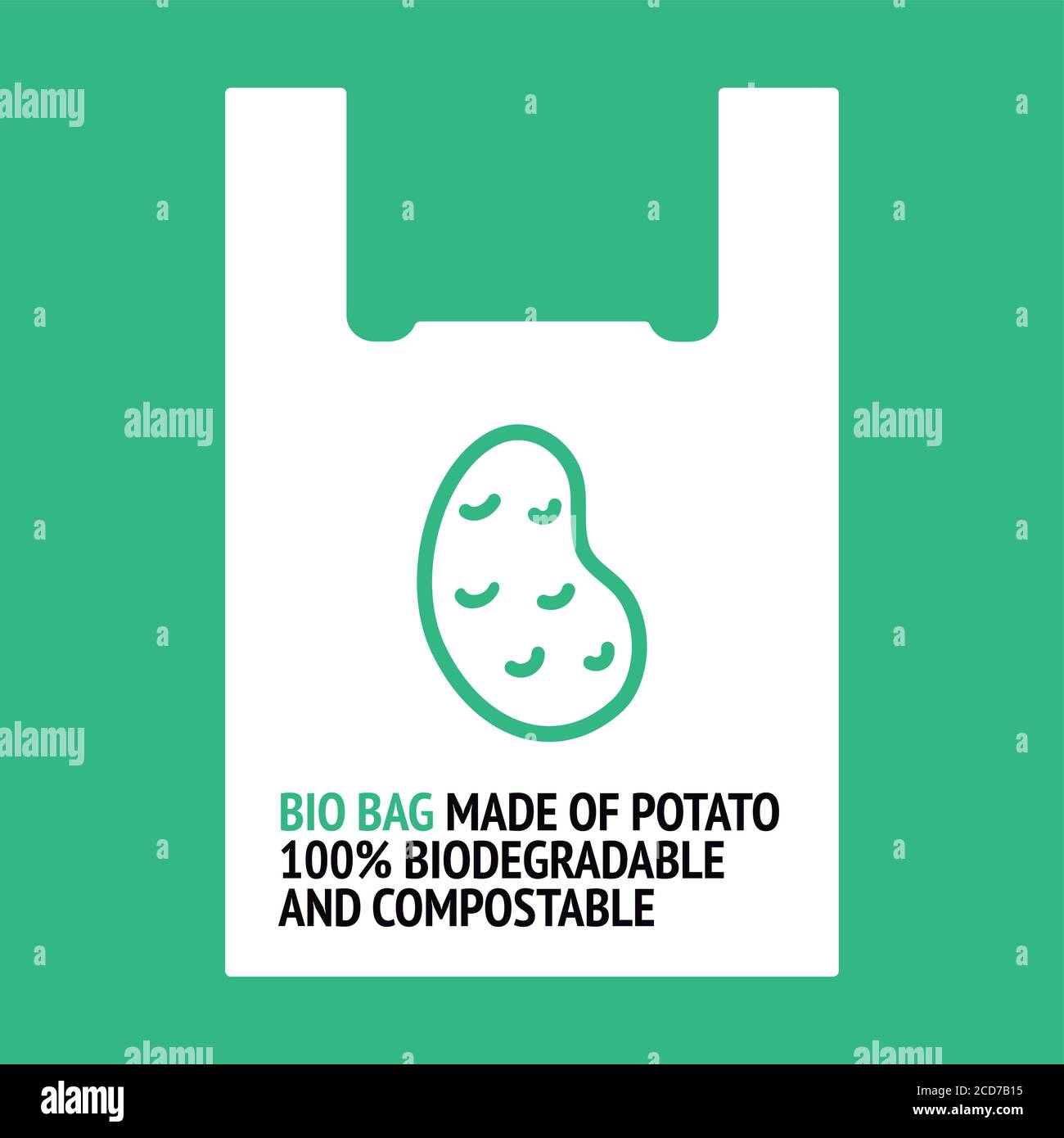 Bio Bag made of potato. Design for organic bag. 100% biodegradable and ...