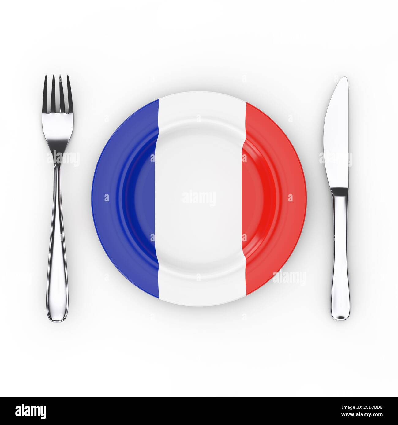 French Food or Cuisine Concept. Fork, Knife and Plate with France Flag ...