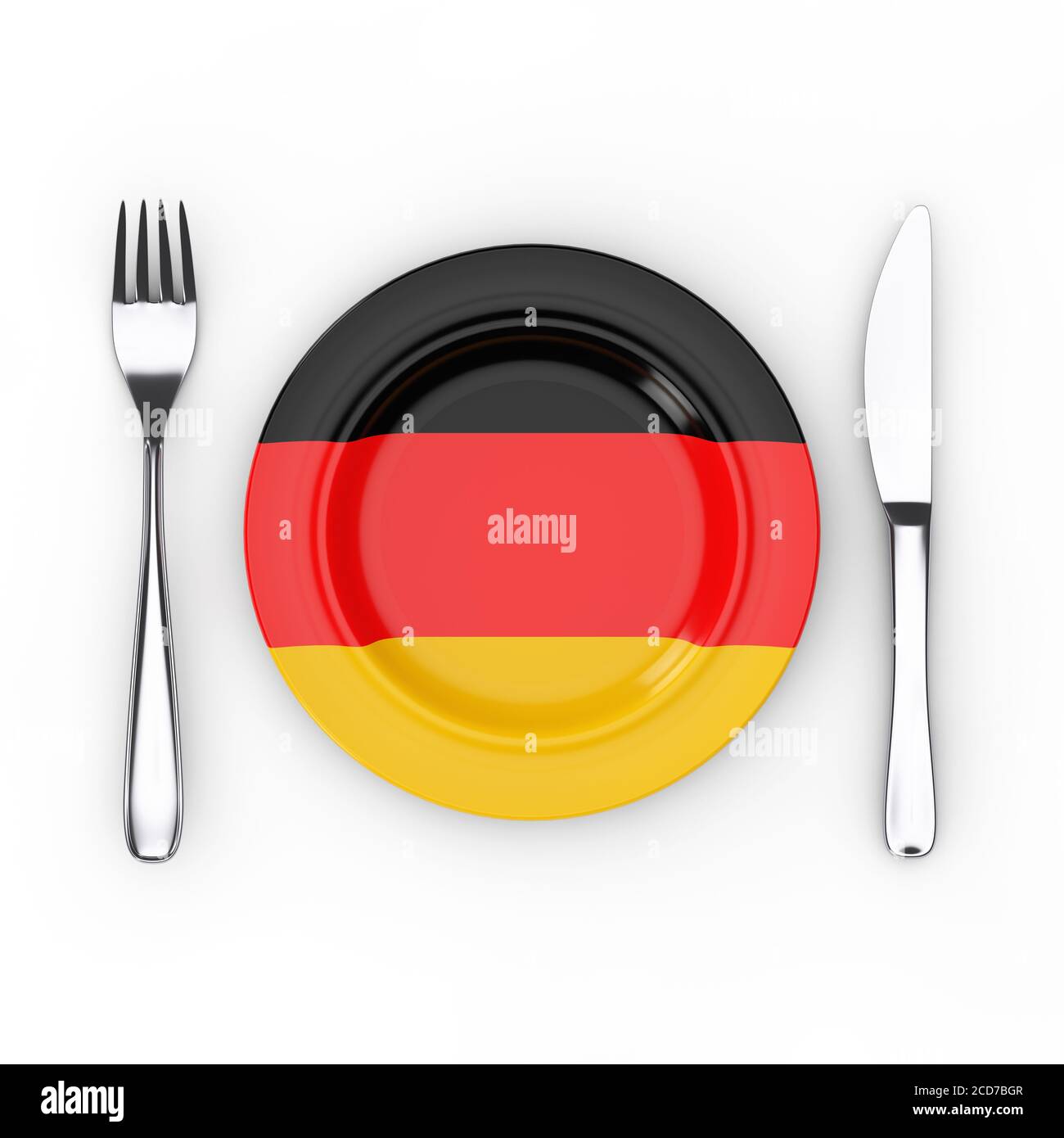 German Food or Cuisine Concept. Fork, Knife and Plate with Germany Flag ...