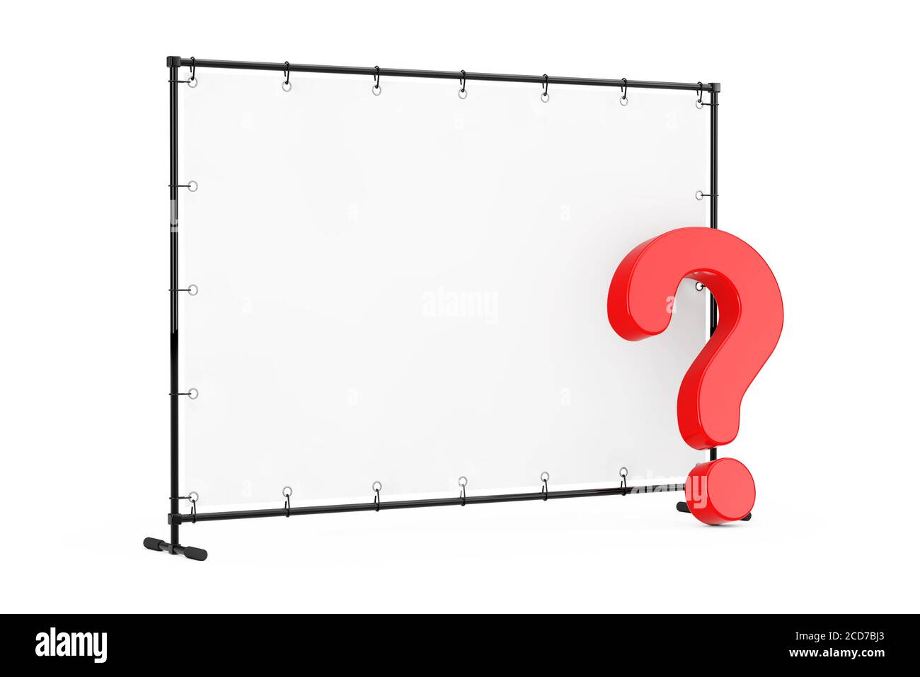 Blank Flag Banner with Red Question Mark on a white background. 3d ...