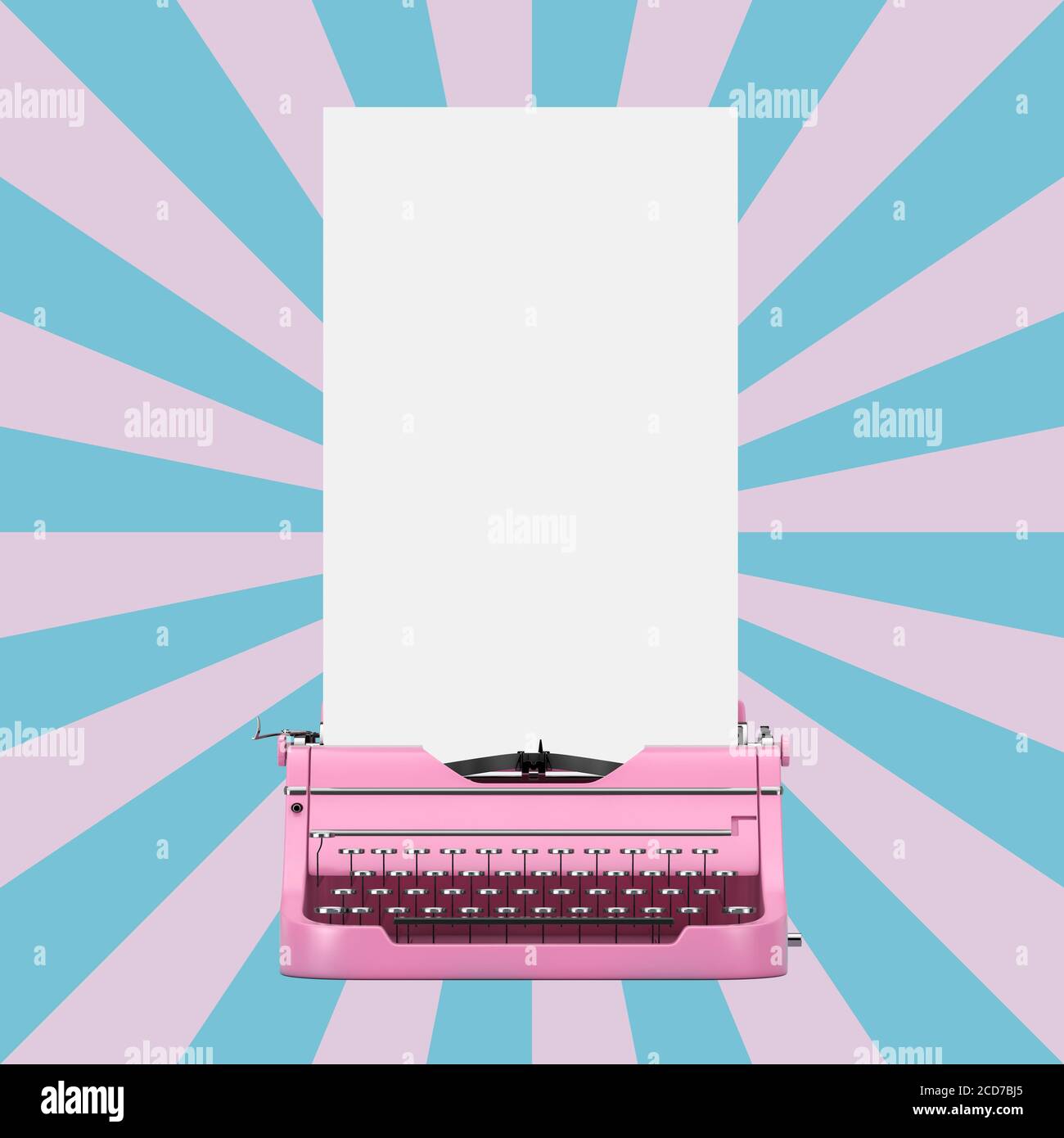 Old Vintage Retro Pink Typewriter with Long White Blank Paper Ready for ...