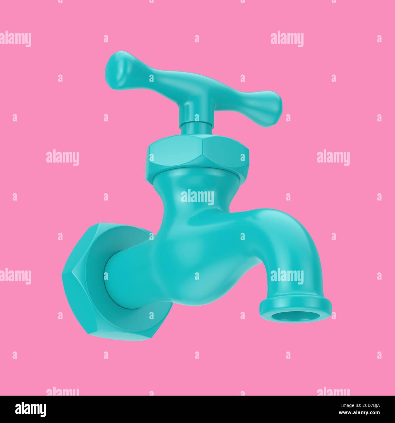 Blue Simple Water Tap in Duotone Style on a pink background. 3d ...