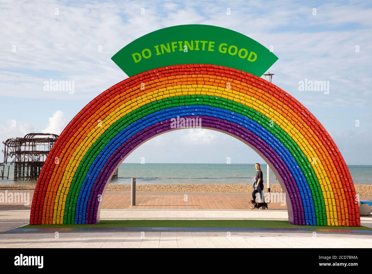EDITORIAL USE ONLY A 4x7 metre rainbow arch, made entirely of recycled ...