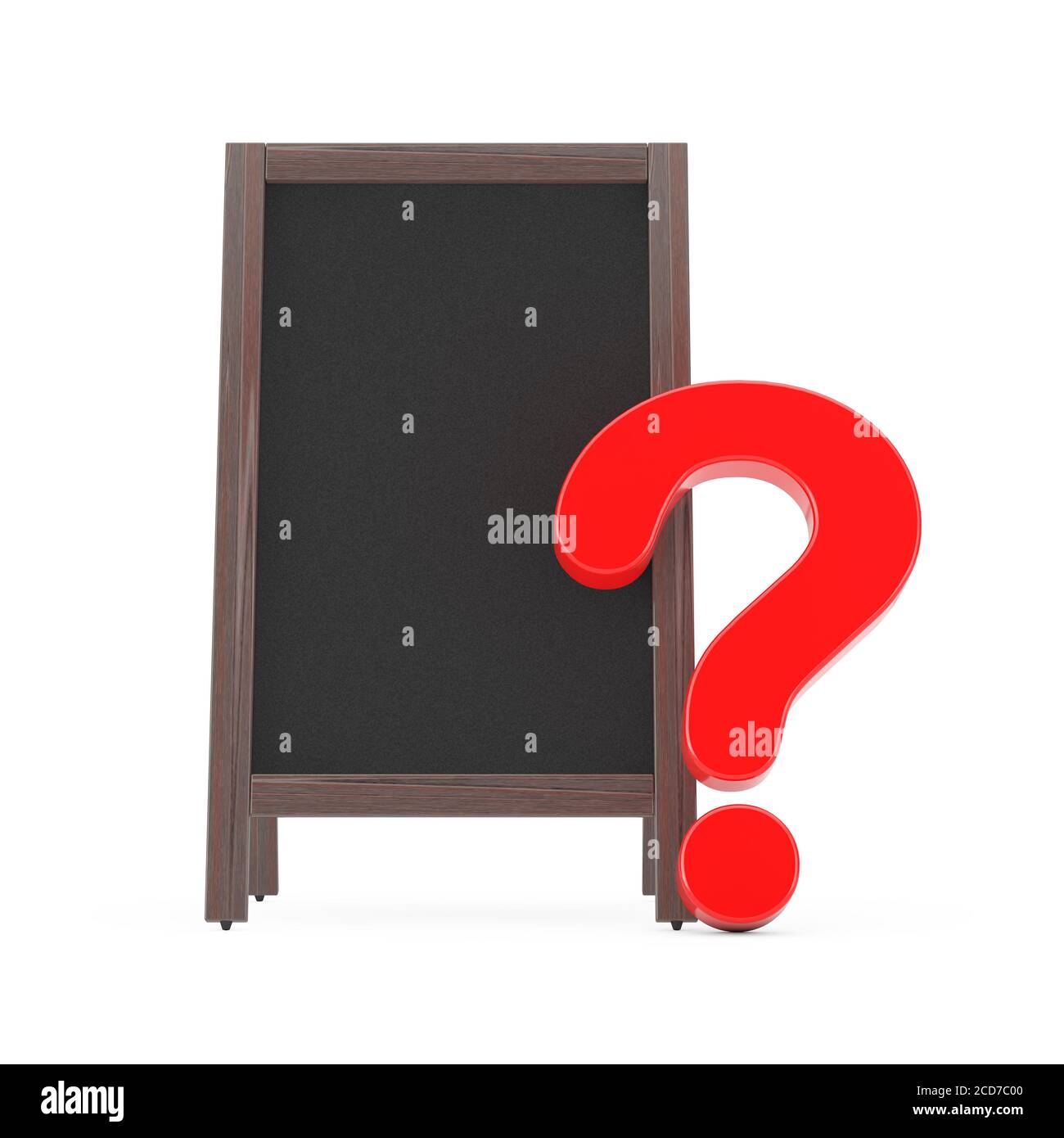 Blank Wooden Menu Blackboards Outdoor Display with Red Question Mark on ...