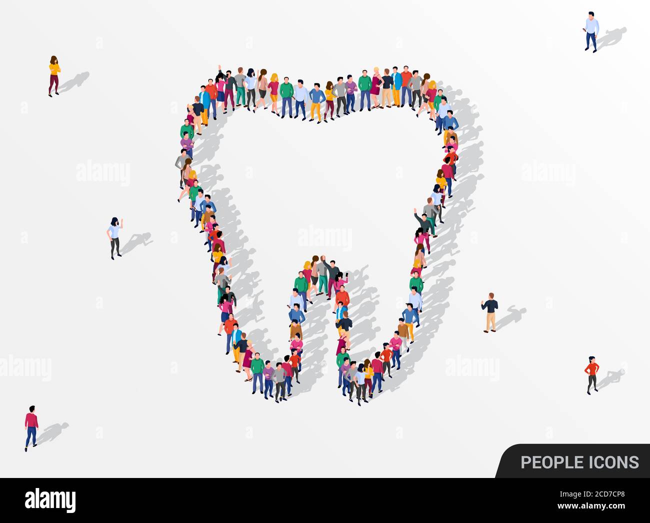 A large group of people in the form of tooth. Dental health concept ...