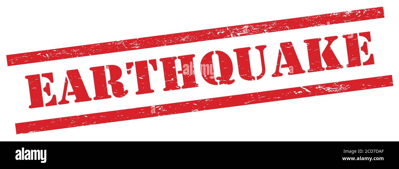 EARTHQUAKE text on red grungy rectangle stamp Stock Photo - Alamy