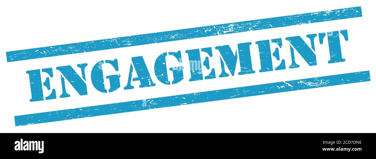 ENGAGEMENT text on blue grungy rectangle stamp Stock Photo - Alamy