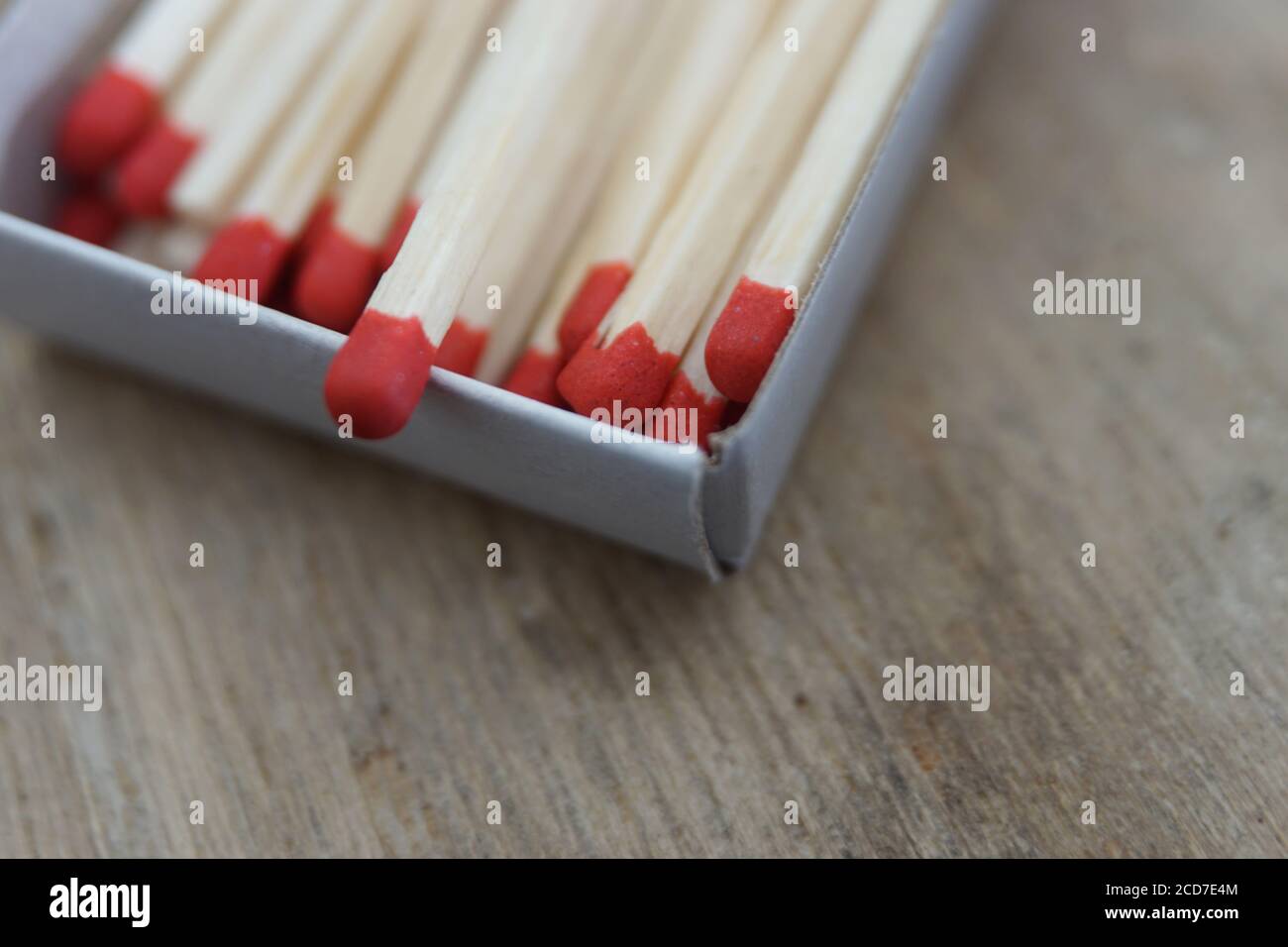 Red Matchsticks in the Matchstickbox Stock Photo - Alamy