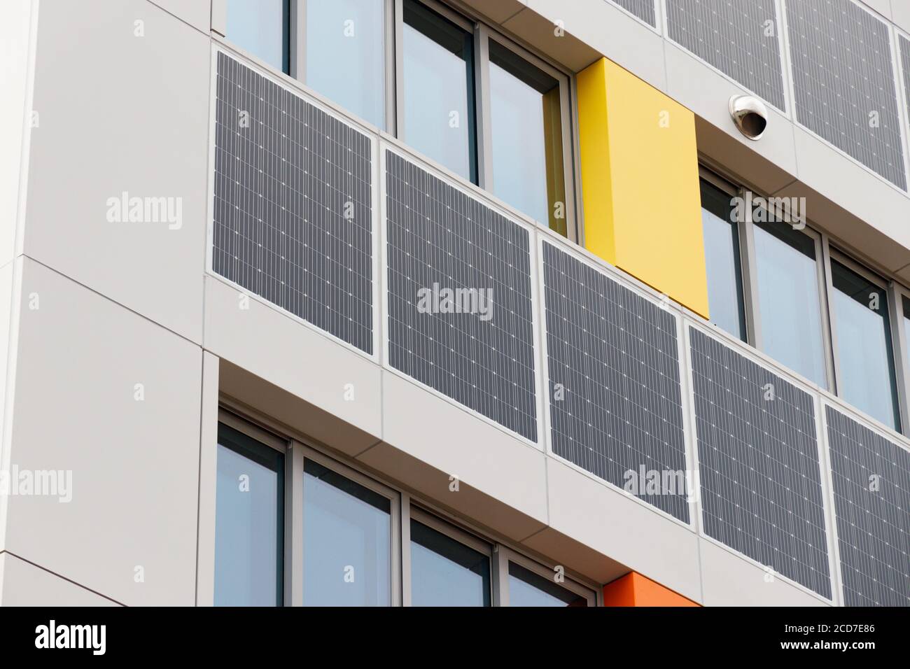 Building solar panels. Solar elementary school building. Eco-friendly ...