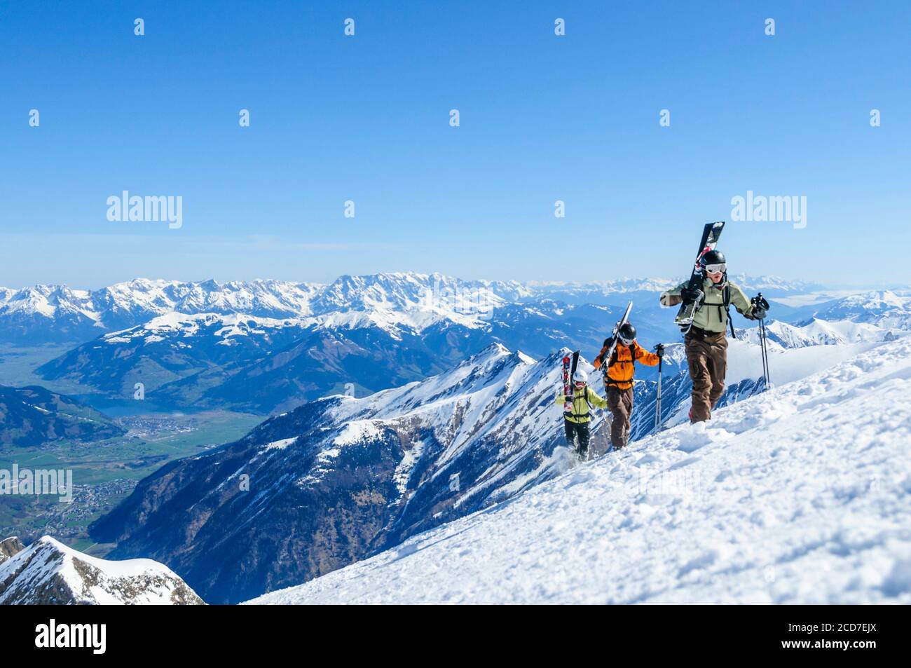 Freeriders during ascent to the next backcountry spot Stock Photo - Alamy