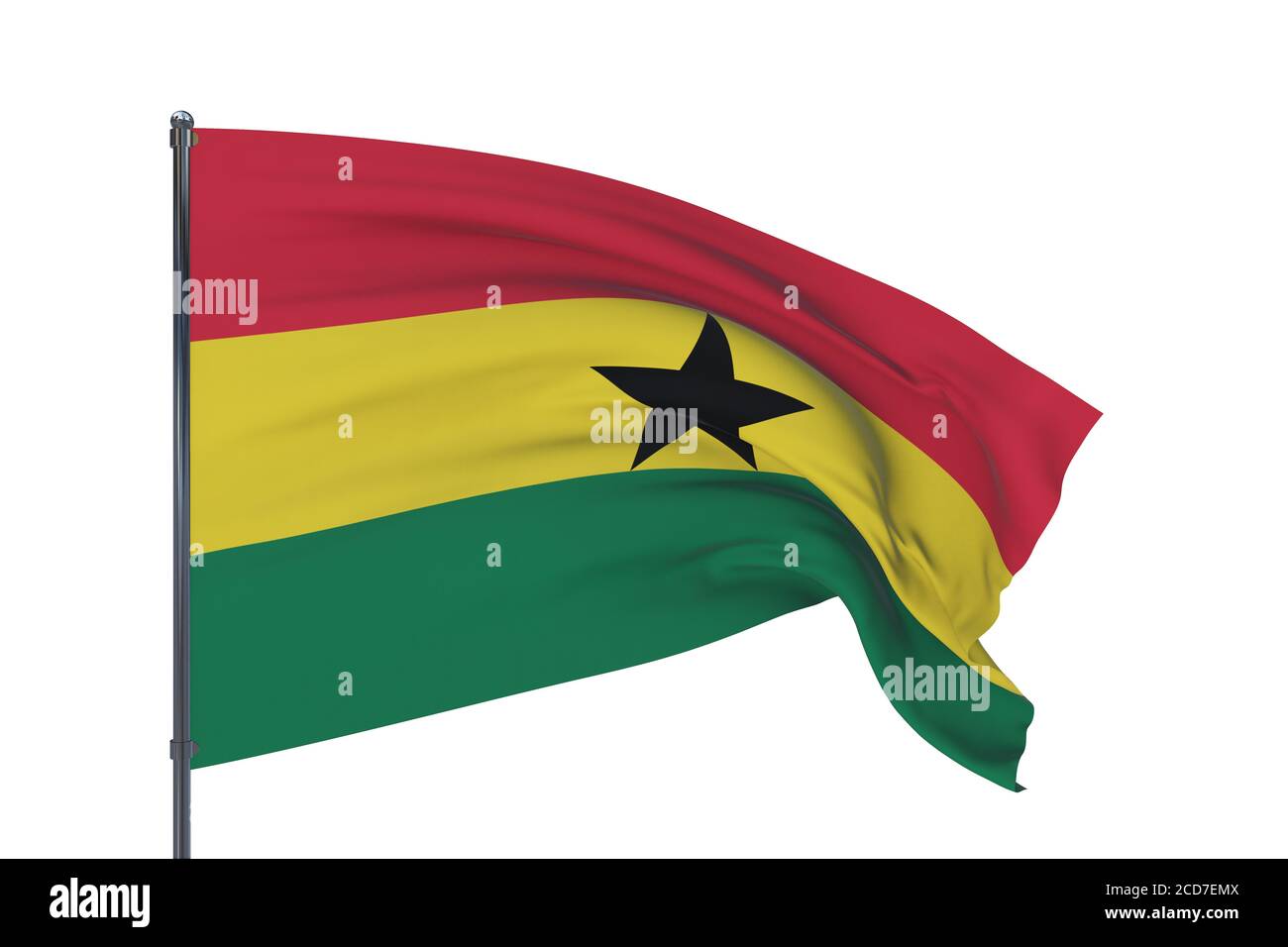 3D illustration. Waving flags of the world - flag of Ghana. Isolated on white background Stock ...
